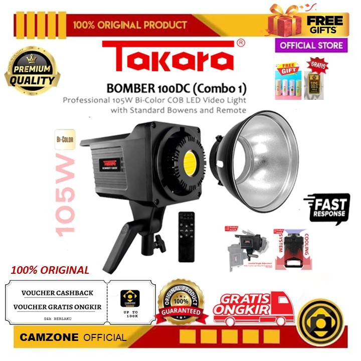 Takara BOMBER 100DC COMBO 1 Professional 105W Bi-Color COB LED Video ...