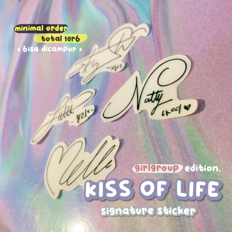 Kiss of life signature sticker transparent sticker sign kpop girlgroup ...