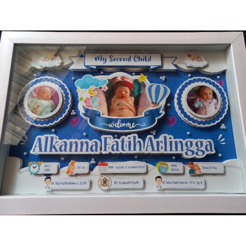 3D Baby Biodata 15R | Birth Frame | Pop Up Biodata | 3D frame | Baby ...
