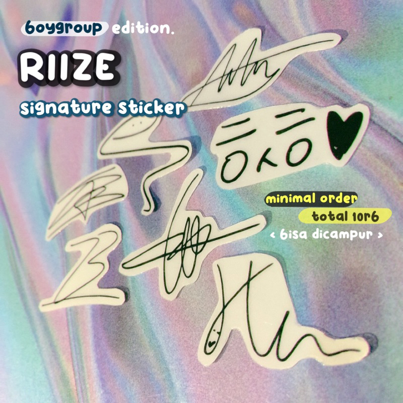 Riize signature sticker Transparent sticker ttd signature kpop boygroup ...