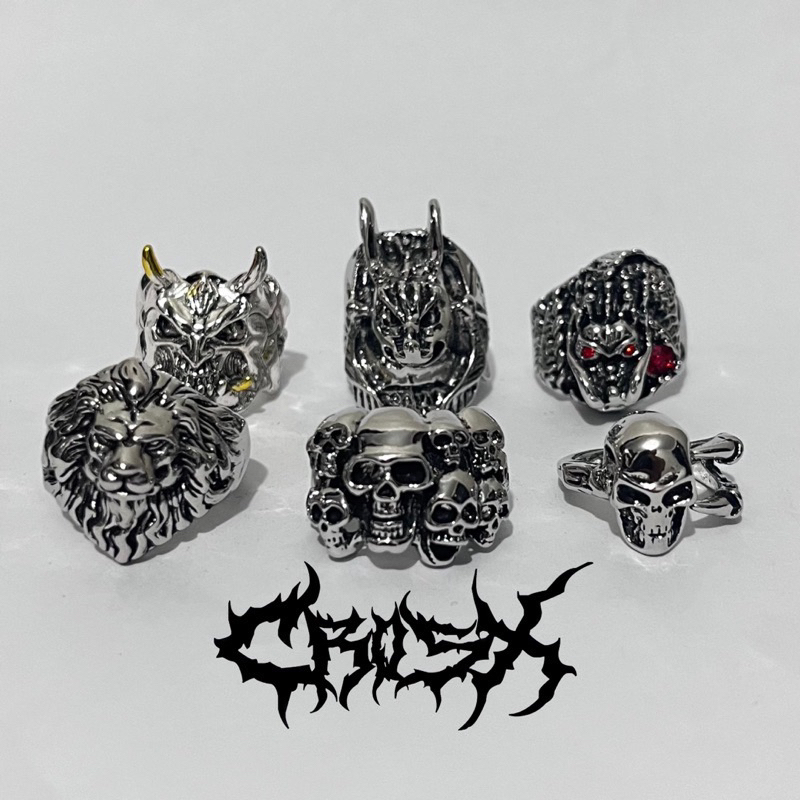 CLAW RING DRAGON DRAGON MASK DEVIL WOLF LION / SKULL RING BLACK SILVER ...