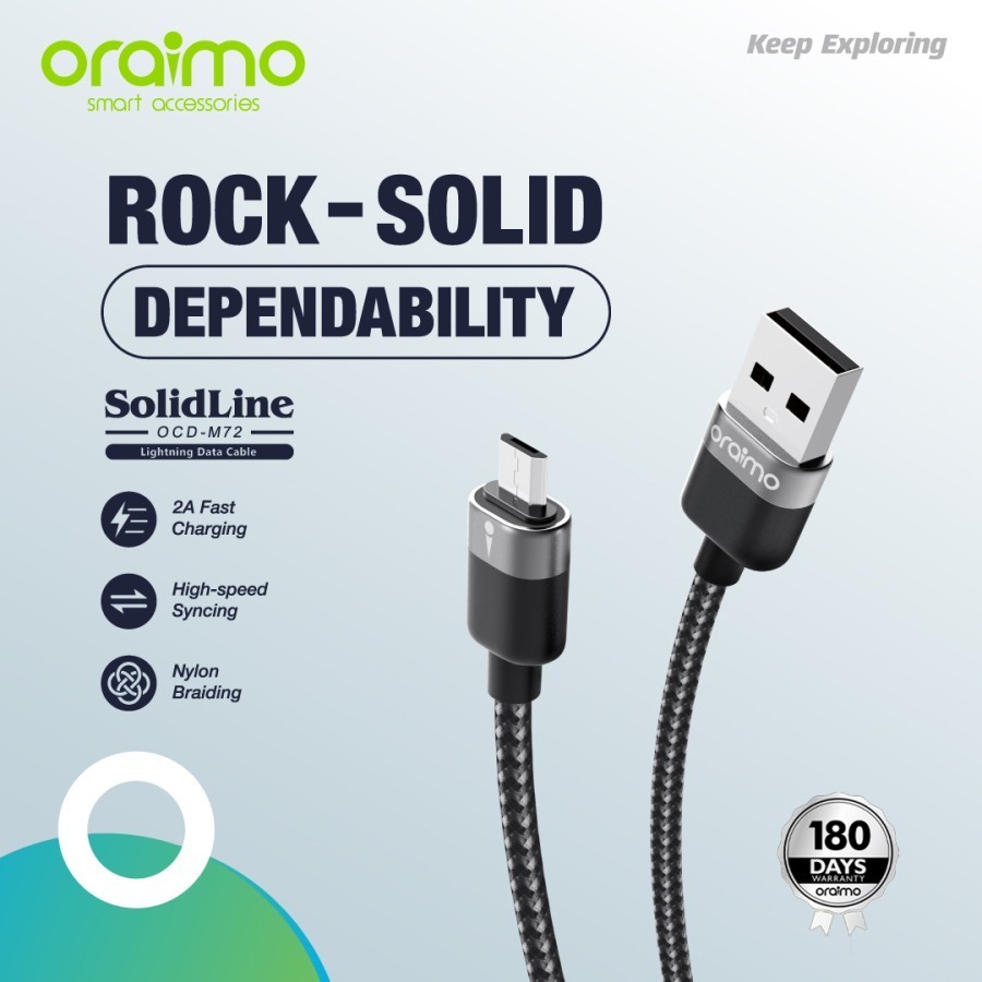 Oraimo OCD-M72 Data Cable Micro USB 2A Nylon Braided Standard 1M ...