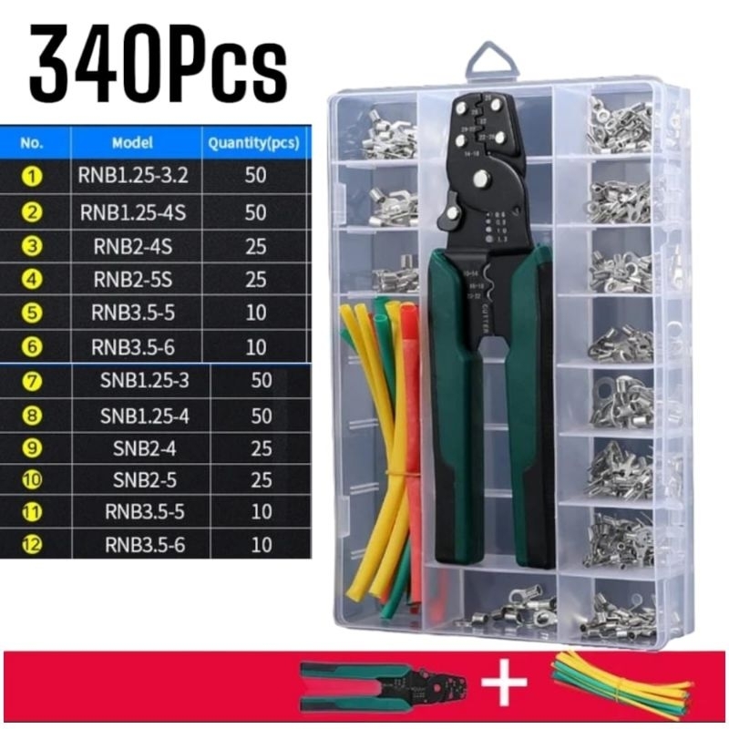 Terminal Wire Crimp Connector Kit 320pcs+Plier -Stripping 120pcs - Wire ...