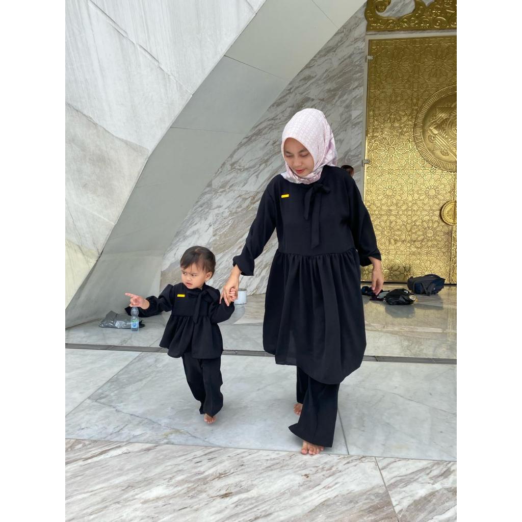 Zunay Pants Suit For Children And Mothers Wrinkle Ribbon Brocade ...