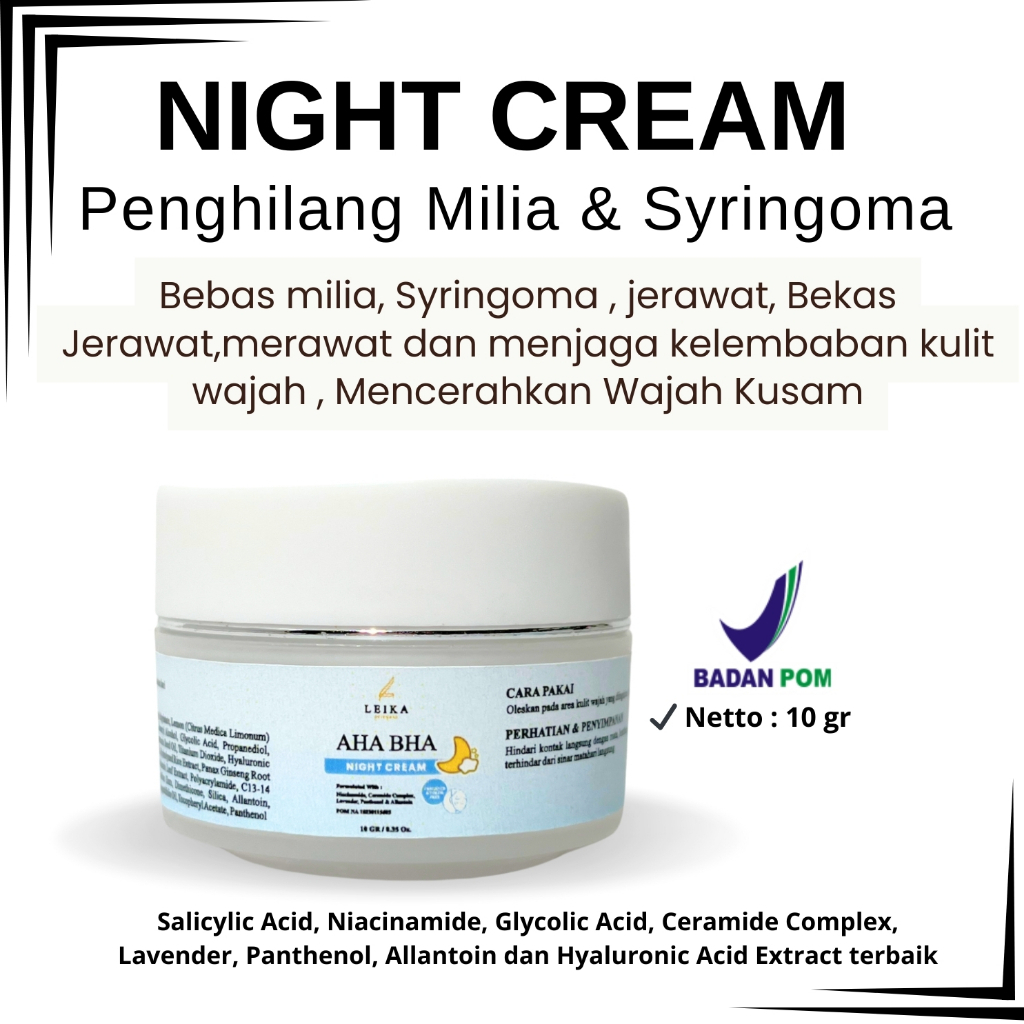 MATA Night Cream AHA BHA Milia Remover Milia Cream Milia Removal Cream ...