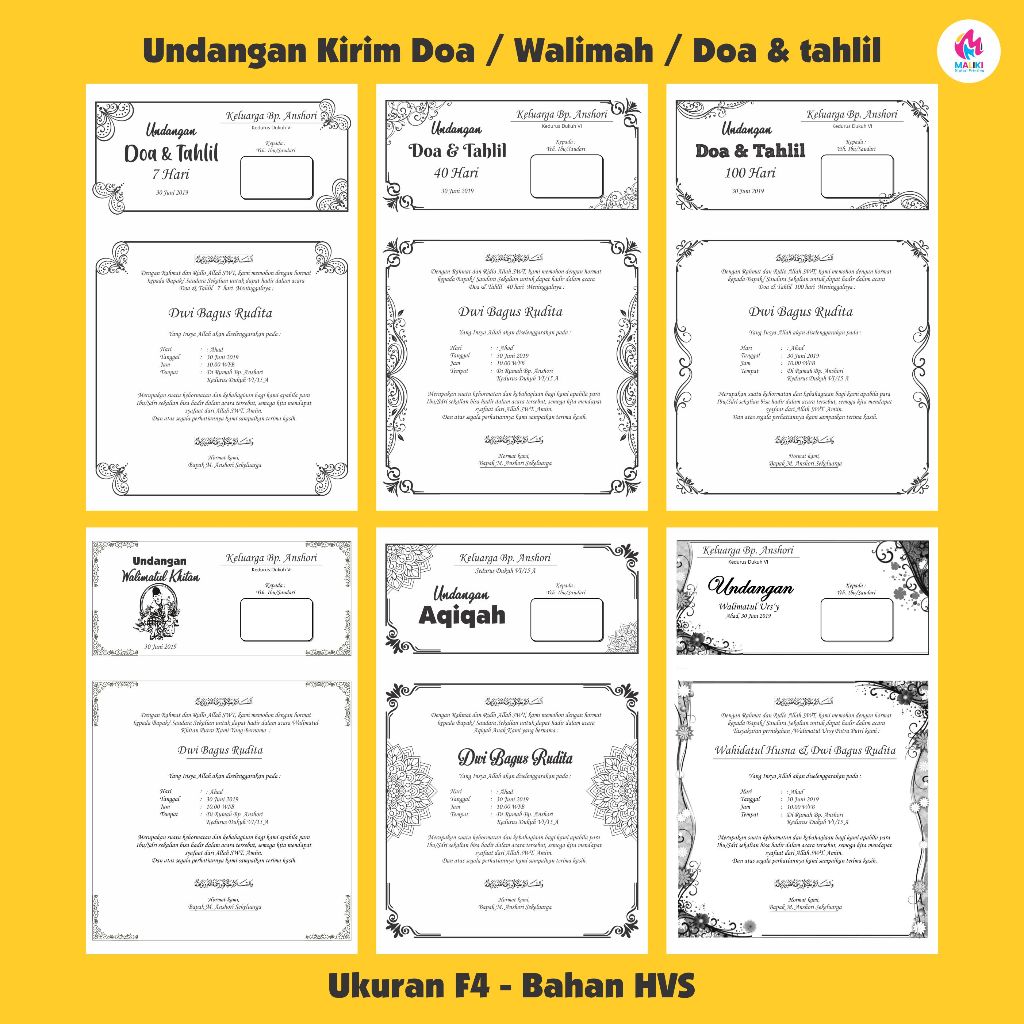 Walimah/ Prayer & Tahlil Invitations / Prayer Send Invitation f4 ...