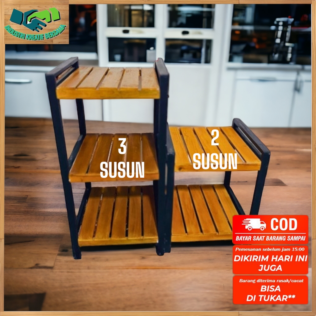 KAYU Full FINISHING Multipurpose Minimalist Wooden Stacking Shelf ...