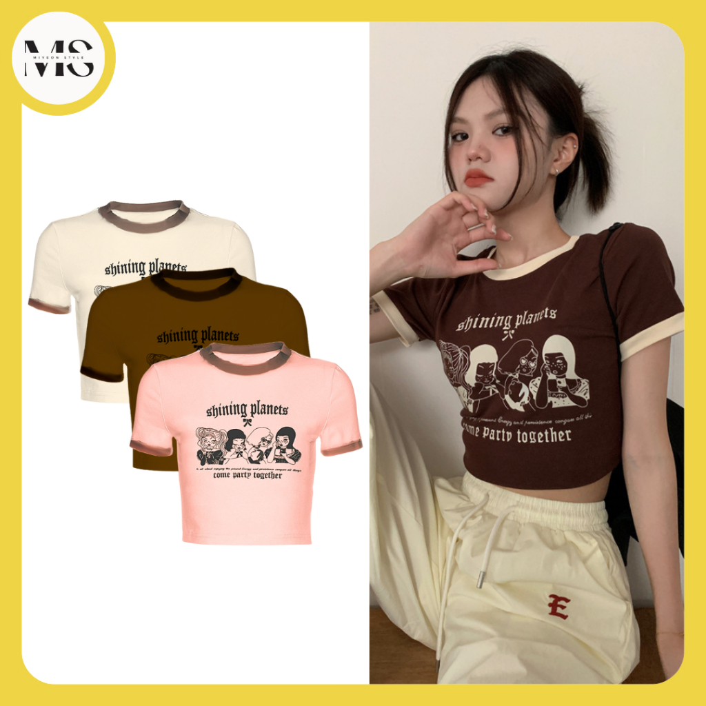 *Miyeon* 426 Baju Women Print T-Shirt E-Girl Aesthetic Short Sleeve ...