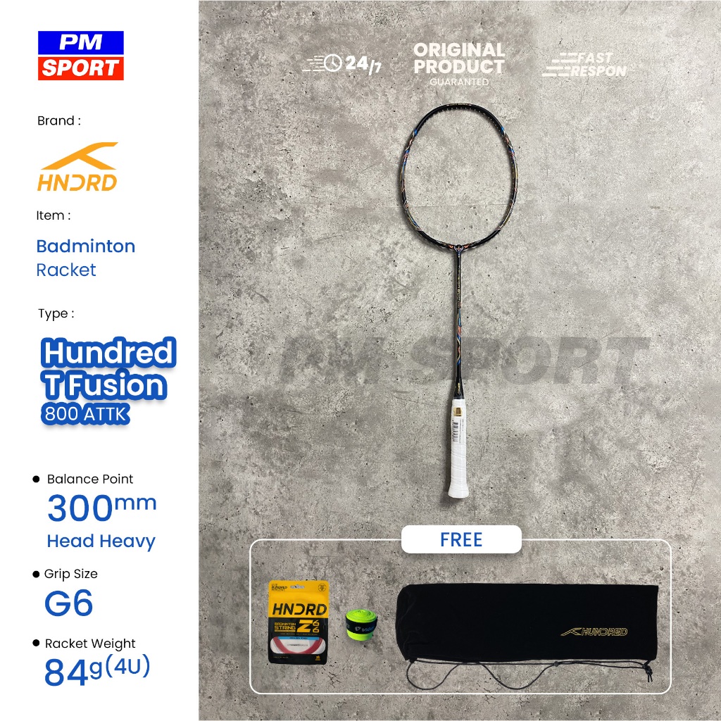 Original HUNDRED T FUSION 800 ATTK BADMINTON / BADMINTON RACKET ...