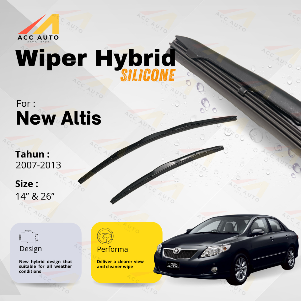 Toyota New Altis Gen 3 Car Frameless Wiper Rubber Glass Silicon Hybrid | Shopee Malaysia