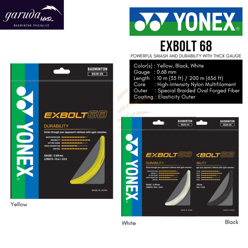 Yonex EXBOLT68 BADMINTON STRINGS YONEX EXBOLT 68 SP STRINGS | Shopee ...