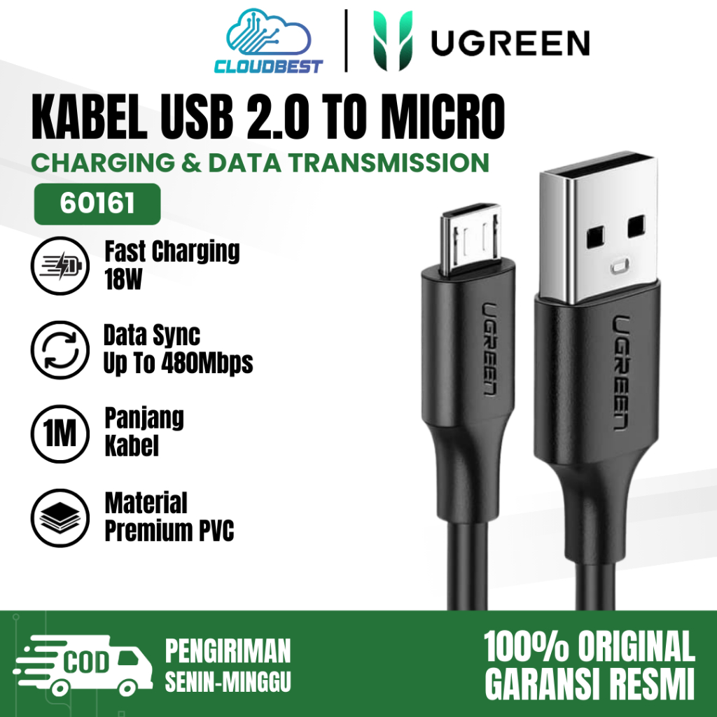 Ugreen Micro USB Charger Cable Fast Charging Data Cable 2.4A | Shopee ...