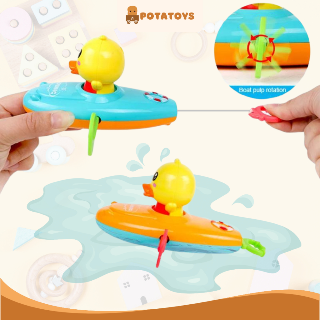 Duck Baby Bath Boat / Duck Bath Toy / Duck Rowing Boat / Pull ...