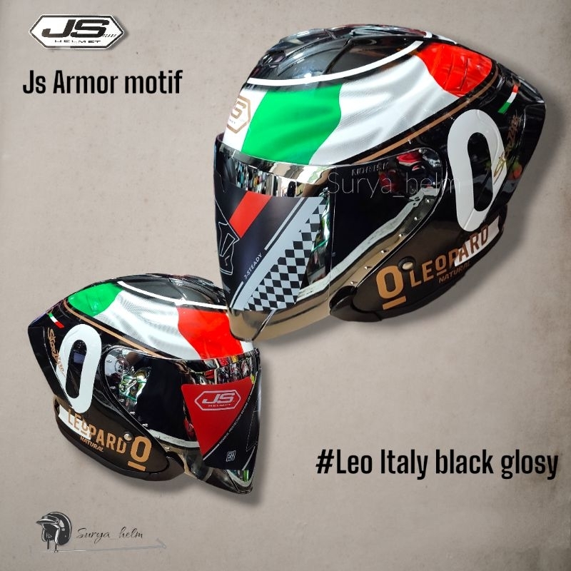 HITAM Helmet Adult JS ARMOR LEO ITALY MOTIF Black Velvet | Shopee Malaysia