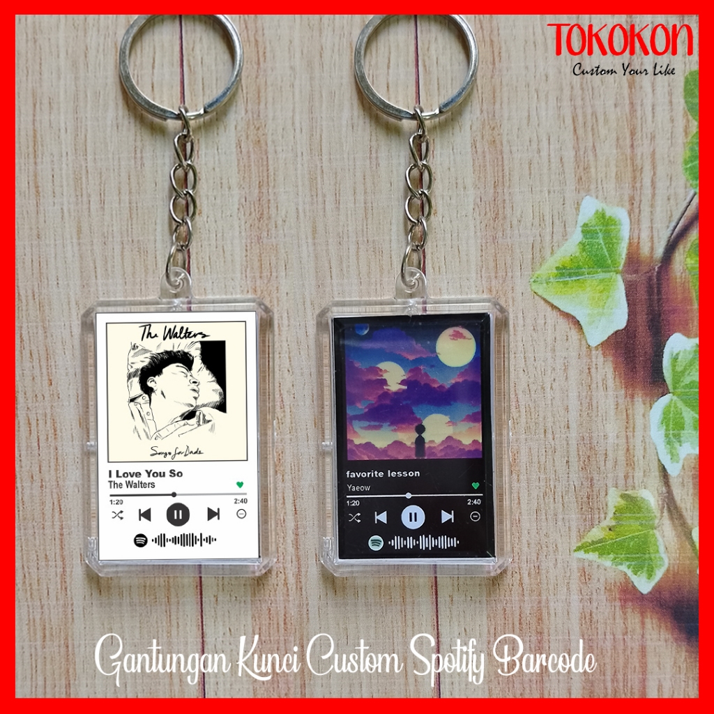 GANTUNGAN Ready custom Keychain 2 Photos Front And Back ganci spotify ...