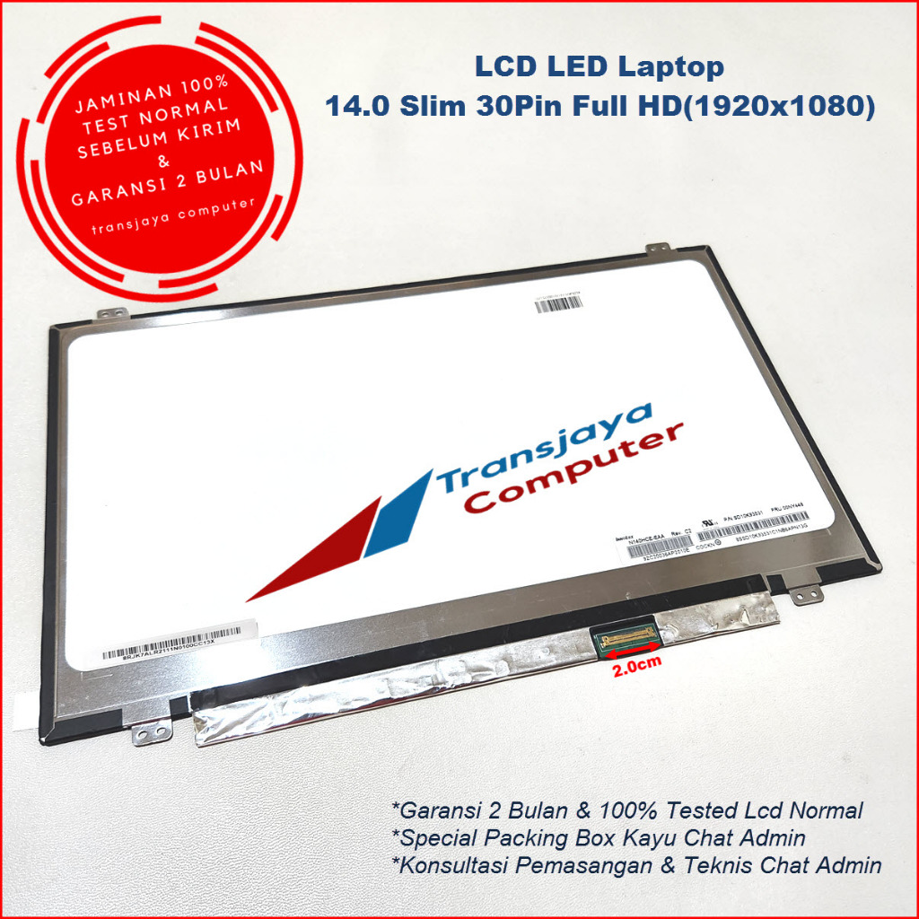 LAYAR Thinkpad E480 L480 T480 14.0 Slim 30pin LCD LED Screen | Shopee ...