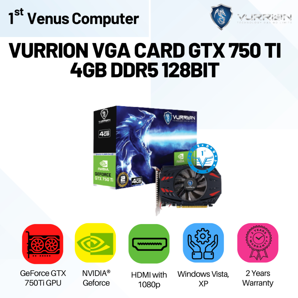 Vurrion VGA CARD GTX750 TI 4GB DDR5 128BIT VGA GTX 750ti DDR5/VUR07-VUR ...