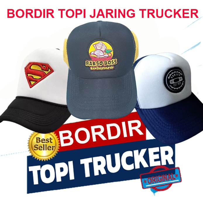 CUSTOM TRUCKER NET EMBROIDERED HAT REQUEST LOGO OR WRITING | Shopee ...