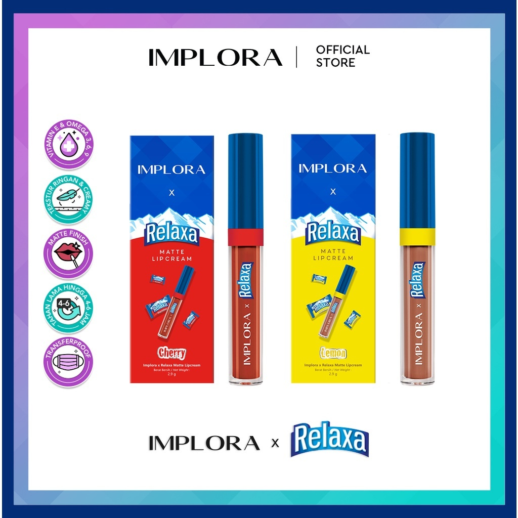 Original Implora X Relaxa Matte Lip cream Relaxa Cherry | Relaxa Lemon ...