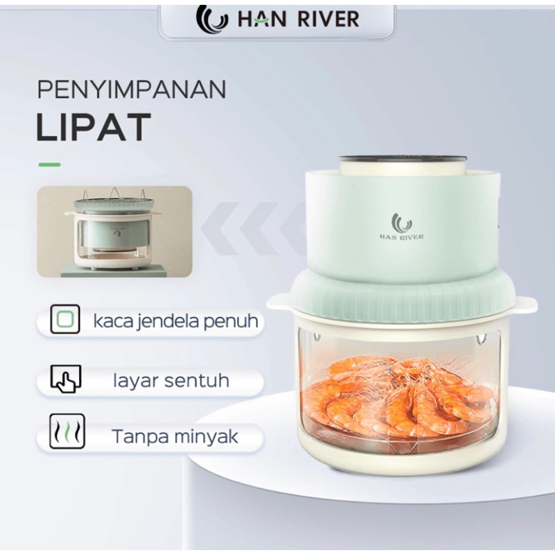 HAN RIVER Air Fryer HRAF03 Multifunctional Menu 4L low watt air fryer ...