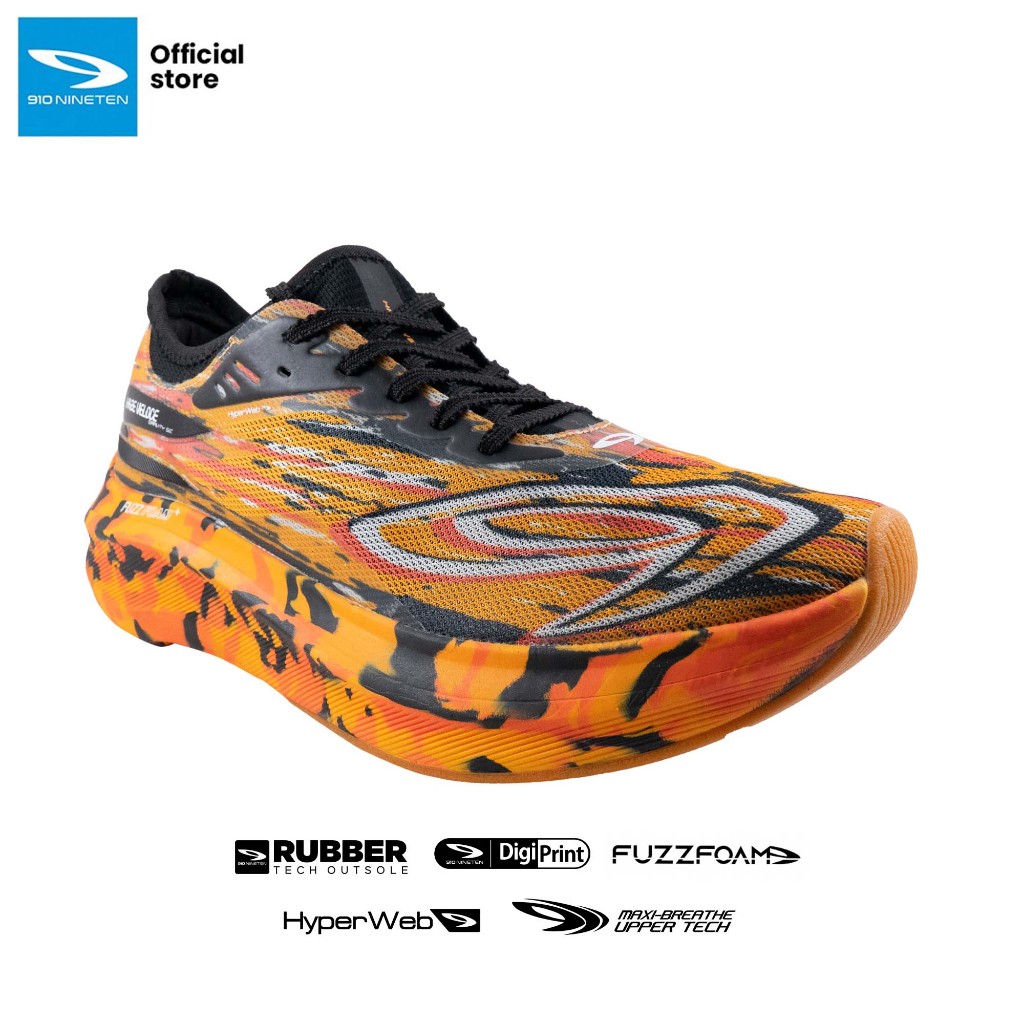 910 Nineten Haze Veloce Gravity Running Shoes - Black/Orange/Orange ...