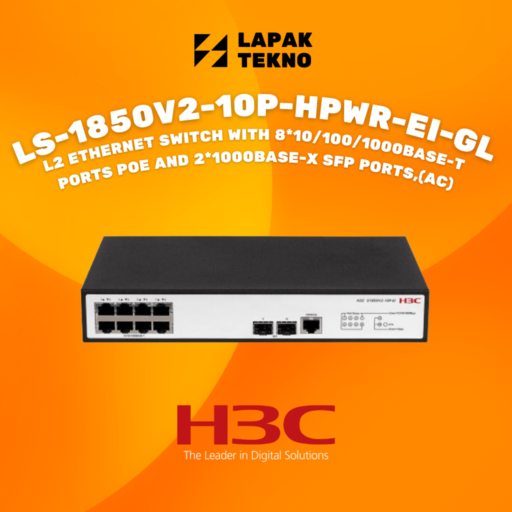H3c LS-1850V2-10P-HPWR-EI-GL L2 Ethernet Switch with 8*10/100/1000BASE-T PoE+ Ports (AC 125W ...