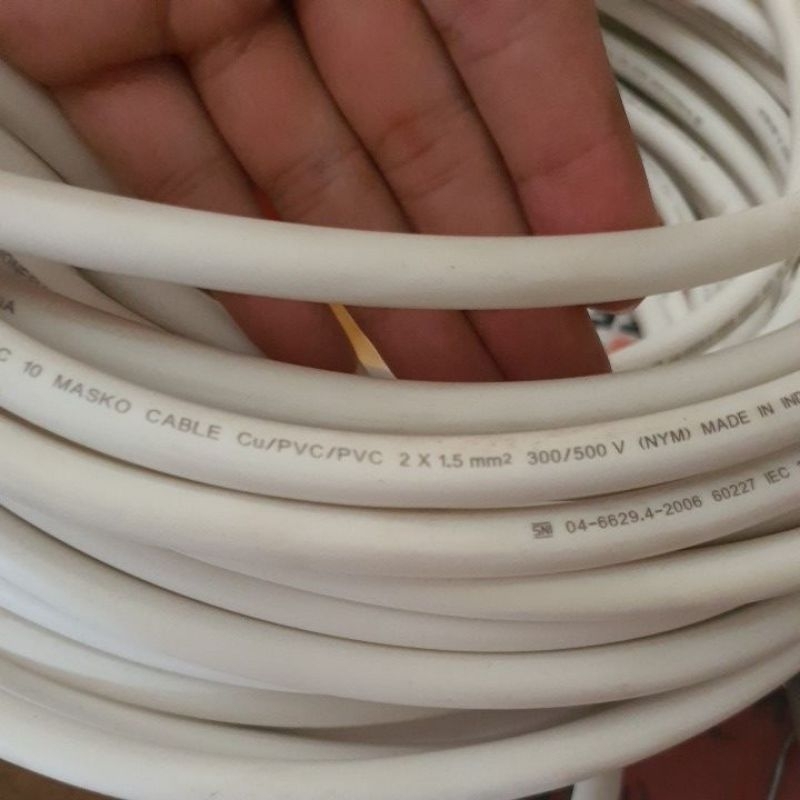 Masko NYM ELECTRICAL CABLE 2 x 1.5mm2 300/500 V SNI ENGKEL CABLE SINGLE ...