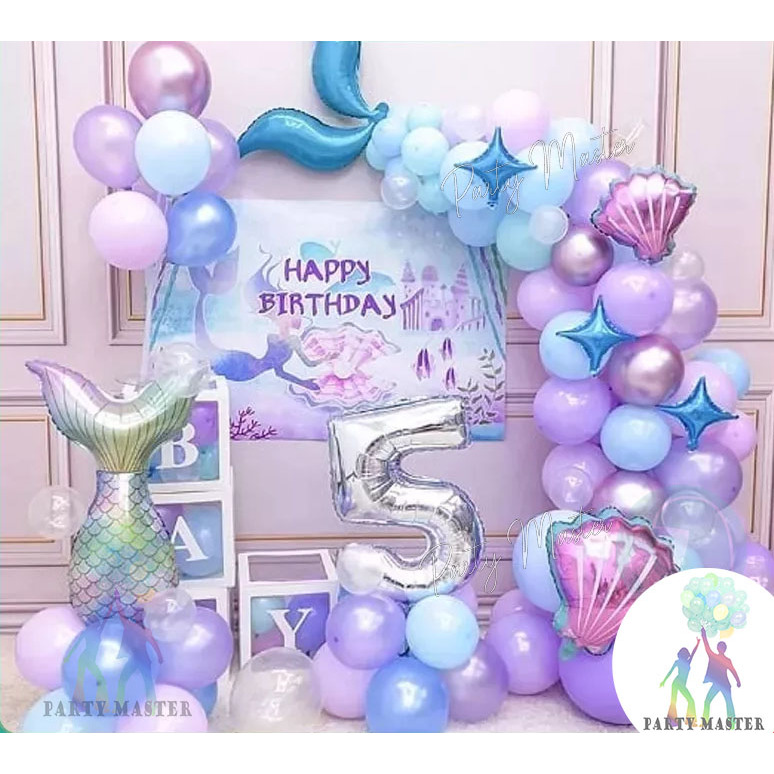 Birthday decorations mermaid theme mermaid shells numbers Flowers Latex ...