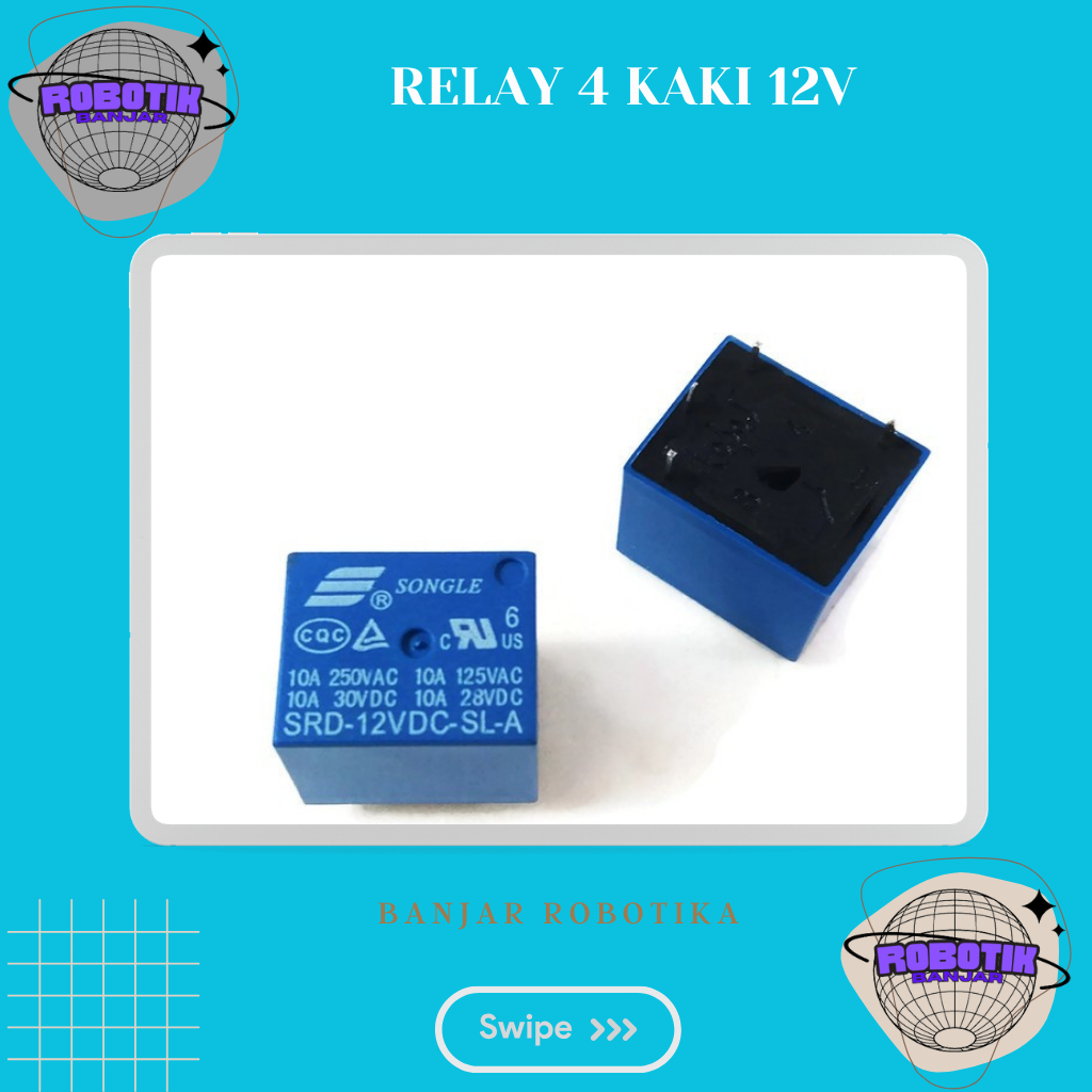 Relay 4PIN 4 PIN foot 5V 12v 10A | Banjar Robotics | Shopee Malaysia