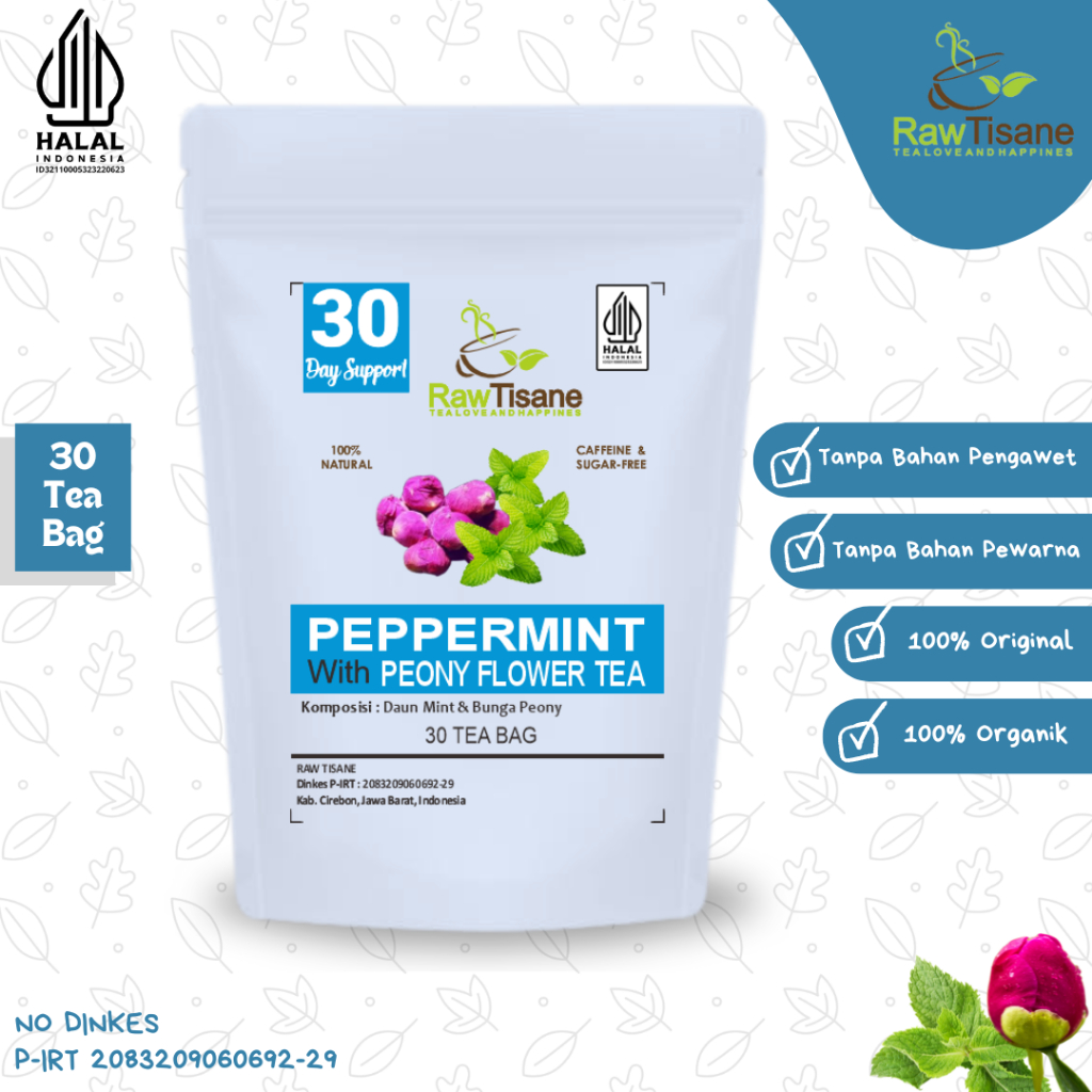 Raw TISANE Peppermint With Peony Flower Tea: Mint Leaf & Peony Flower ...