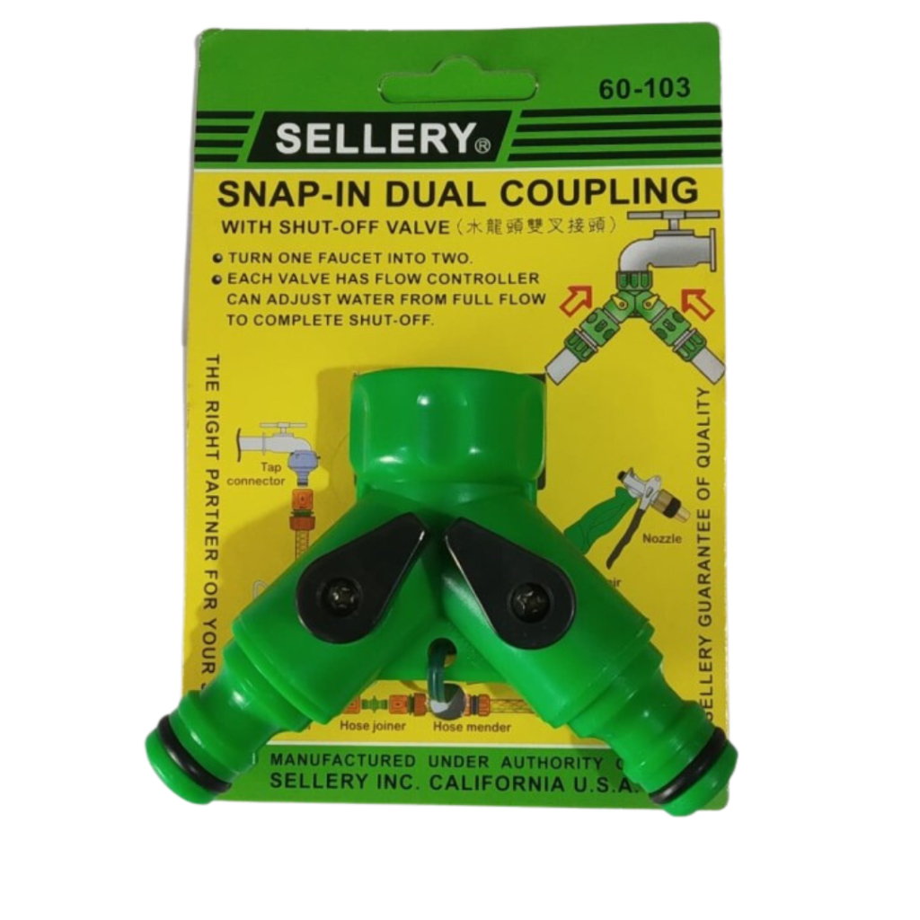 Snap In Dual Coupling 3/4 inch Branch 2 Faucet Connection to Hose ...