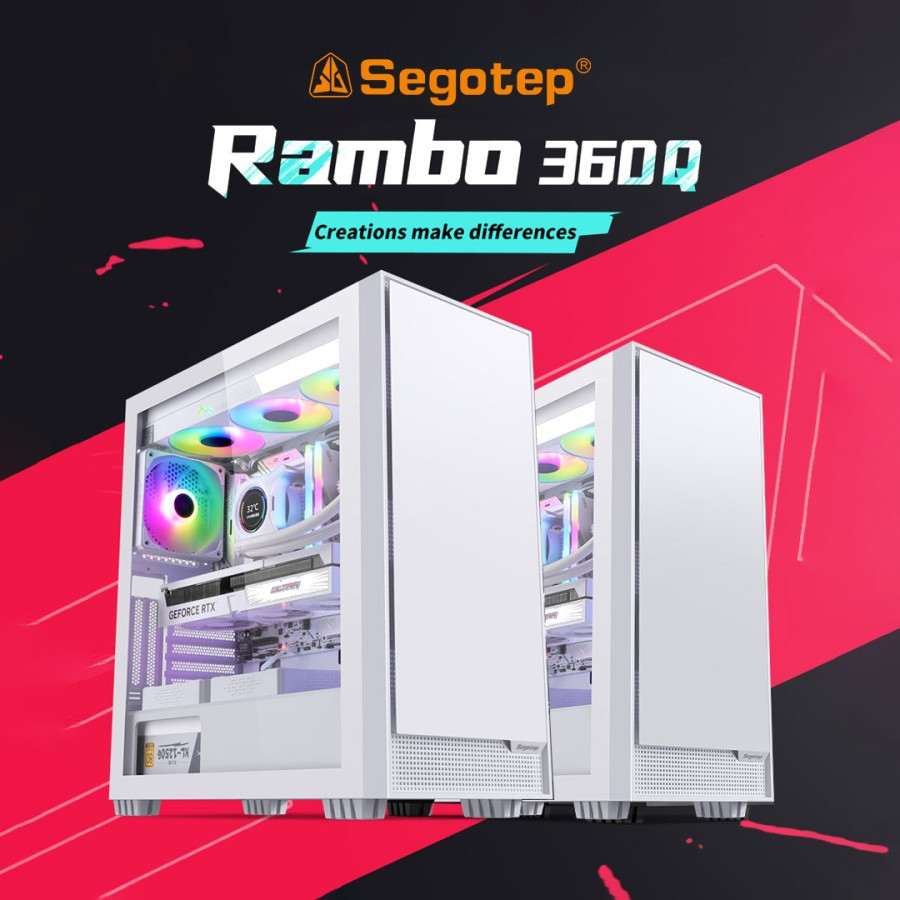 Segotep RAMBO 360Q WHITE MID TOWER PC CASE CASING GAMING CHASSIS ...