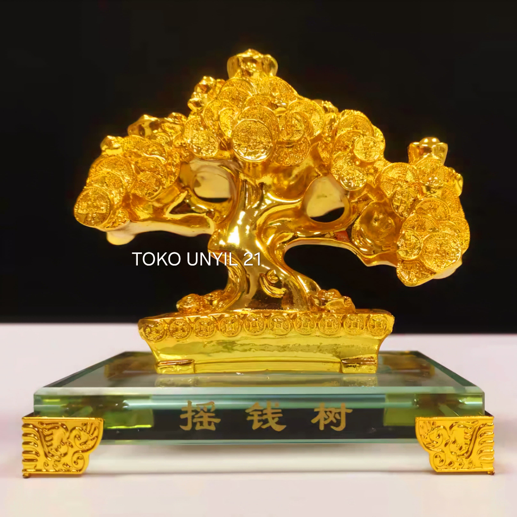 Feng Shui Resin money tree statue, gold style Bonsai statue, wealth ...
