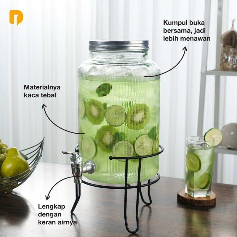 Hov Juice Dispenser 5,6L with Rack | Glass Drink Dispenser with faucet ...