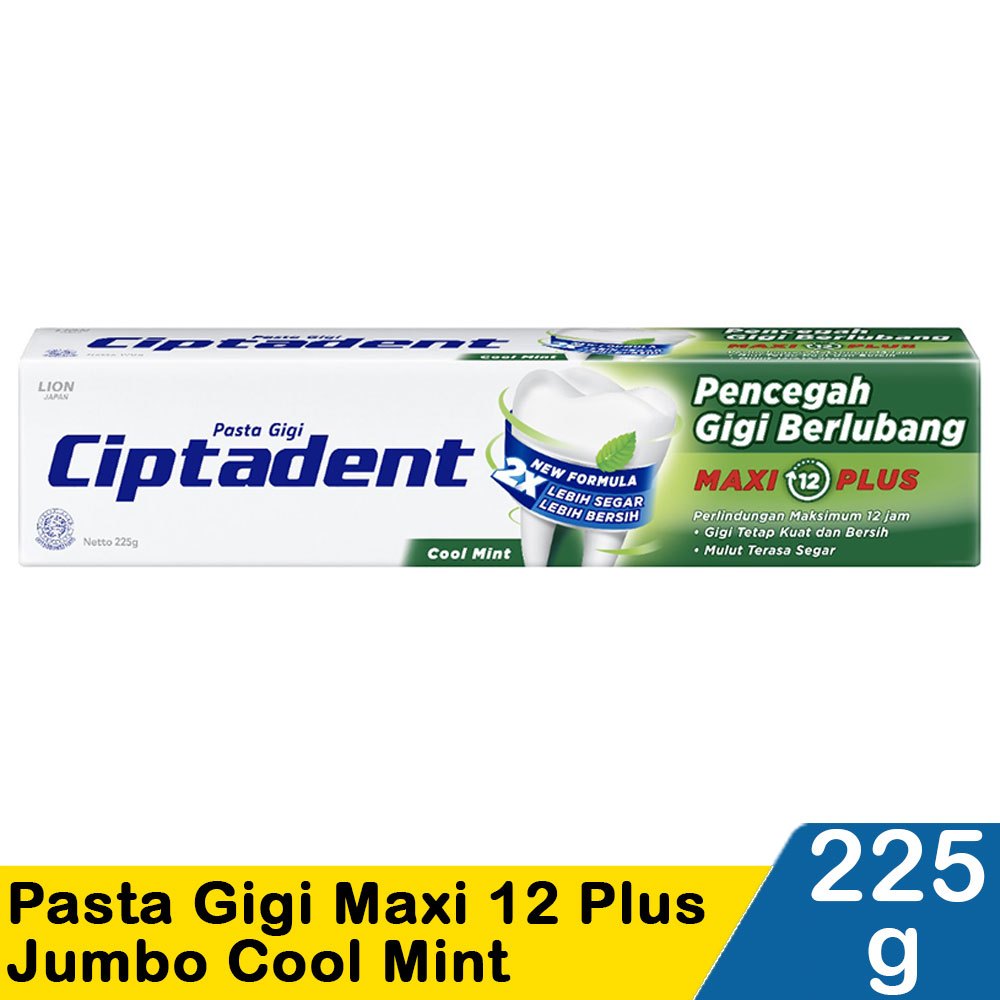 Ciptadent Toothpaste Maxi 12 Plus Jumbo Cool Mint 225g | Shopee Malaysia