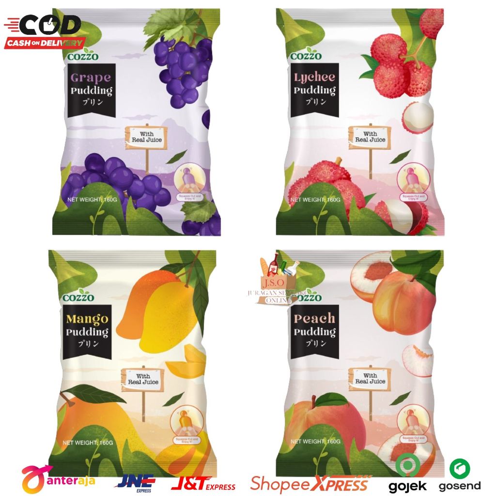 [ JSO ] Cozzo Pudding 160gr Cozzo Pudding Grape lychee Mango Peach ...