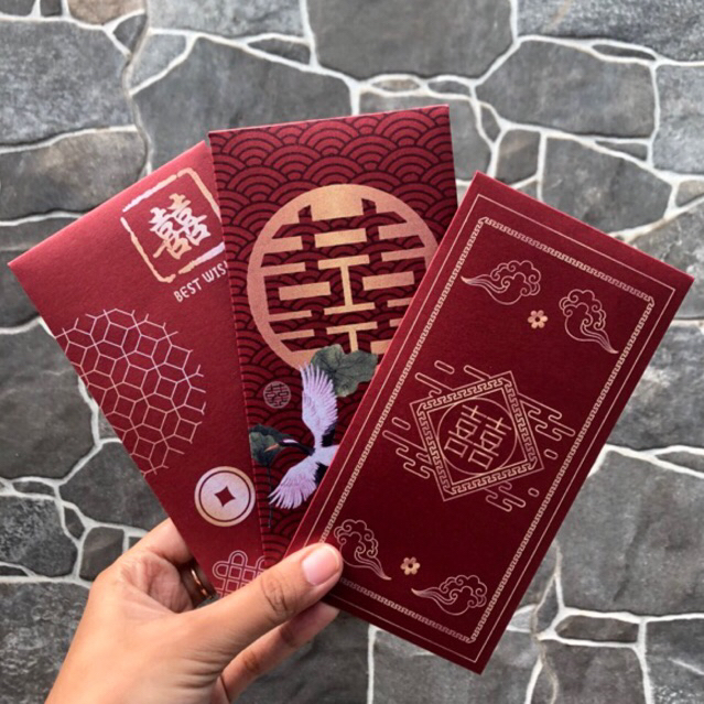 MERAH Angpao Custom Angpao Red Envelope Angpau Shuang Xi Premium Angpao ...