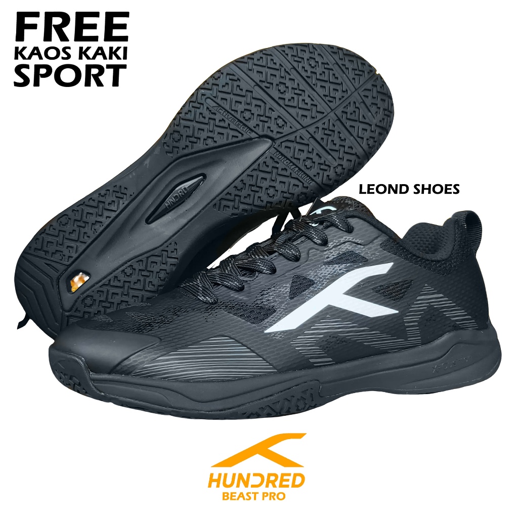 HITAM Hundred Beast Pro Badminton Shoes Black Hundred Badminton Shoes ...