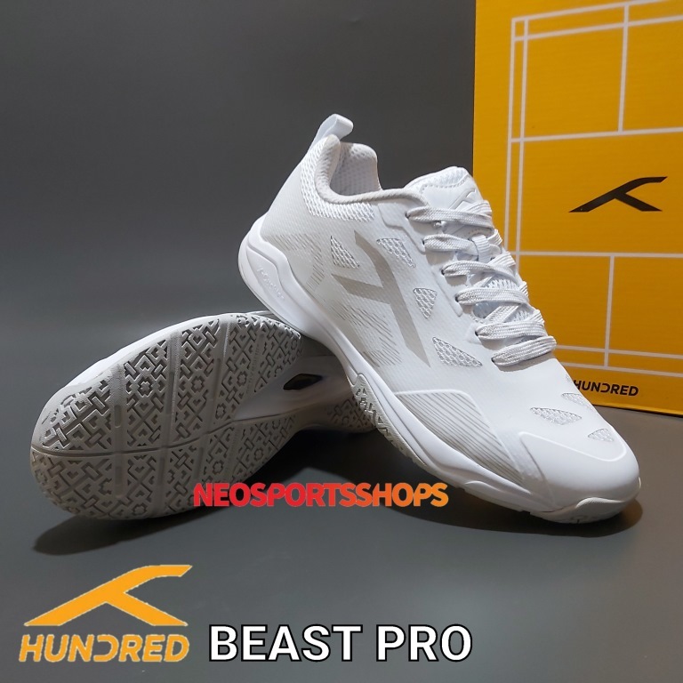 Hundred HNDRD Beast Pro White Gray Badminton Shoes Original | Shopee ...