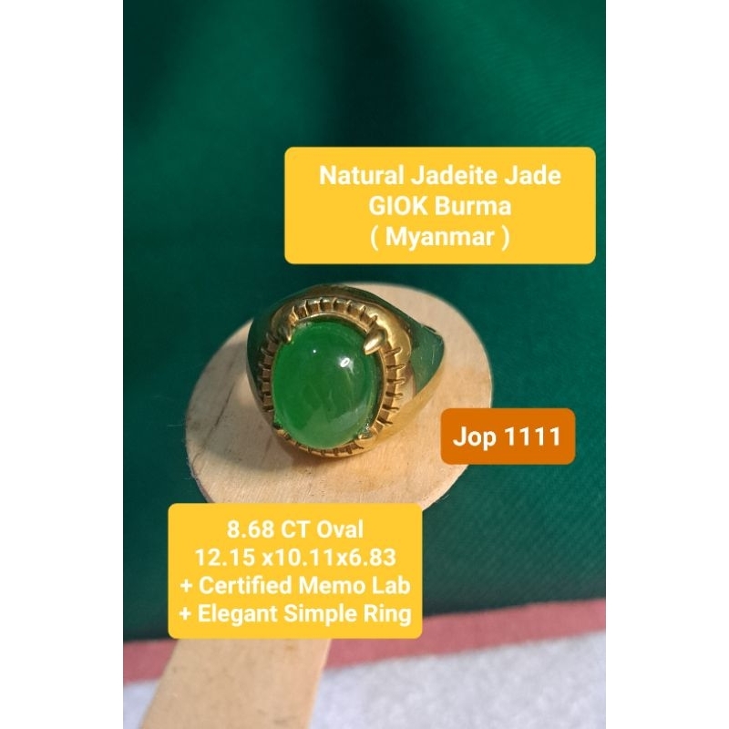 HIJAU Natural Jadeite Jade Burma+Big Certified MEMO Lab+Elegant Green ...