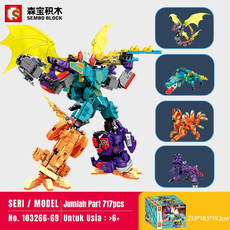 4 in 1 Transformers Winged Robot Brick Sembo Block Toy - Flying mecha ...