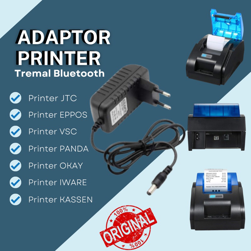 [ 100% REAL ] ADAPTER Bluetooth Thermal Printer 9V 2A minipos Printer ...