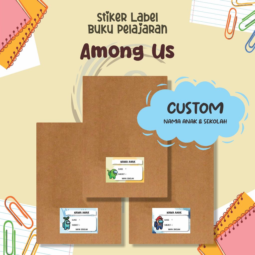 (30pcs) Among US Theme Textbook Label Stickers/School Mapel Stickers ...