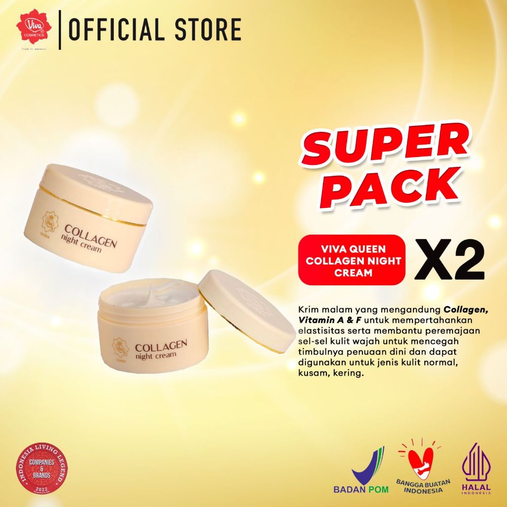 [Super Pack!!!] Viva Queen Collagen Night Cream with Vit A & F - 22gr ...
