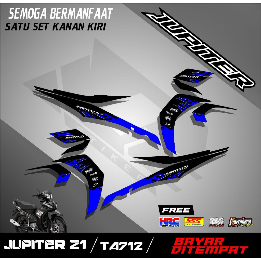 Jupiter Z1 Motorcycle Sticker Striping Cool Simple Fire Motif Code ...