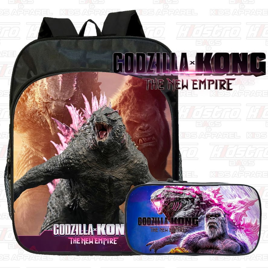Godzilla vs Kong New Empire children's school bag, Bonus pencil case ...