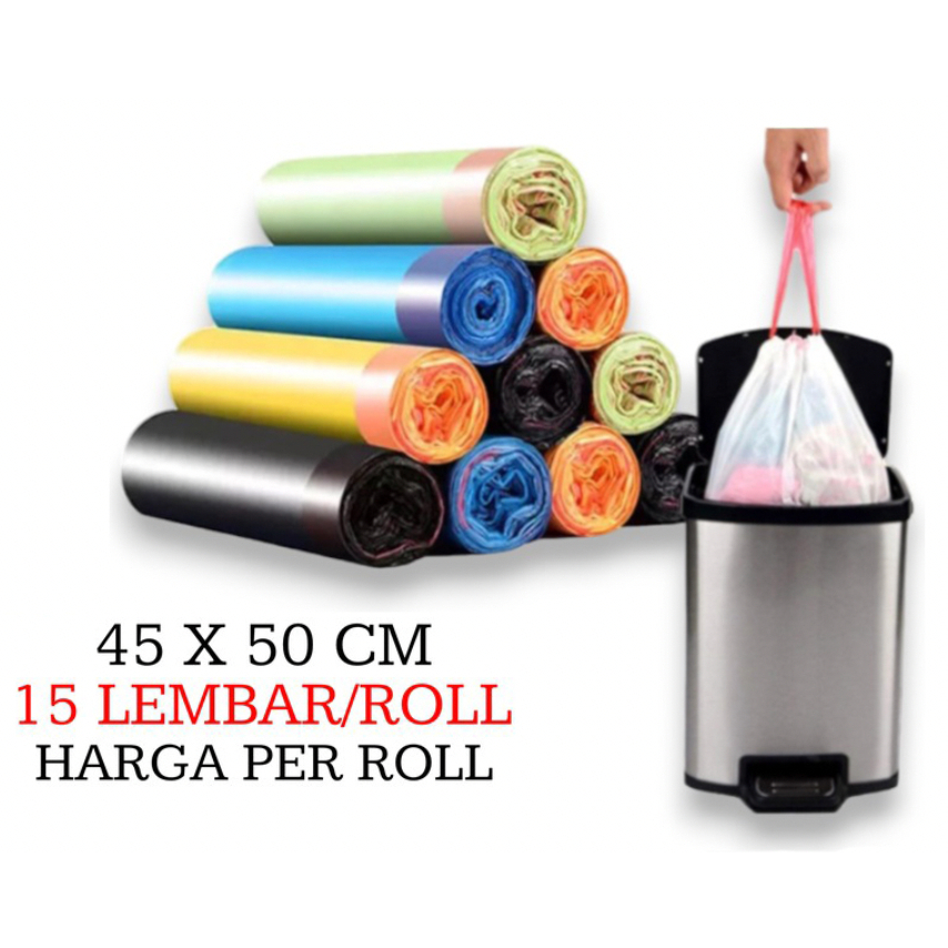 Plastic Trash Roll with Rope 45x50cm Contents 15 Sheets | Shopee Malaysia