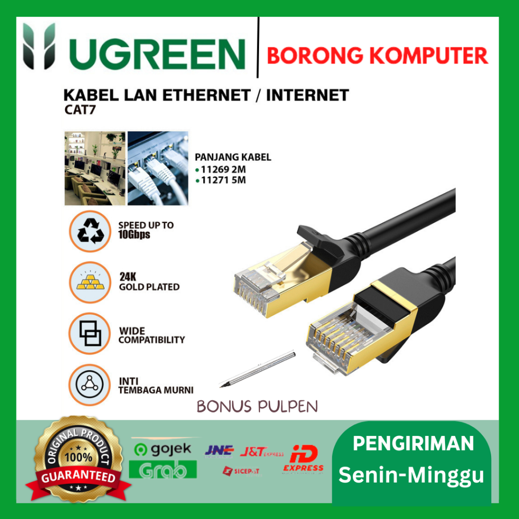 Ugreen LAN Cable RJ45 Cat.7 Gigabit Ethernet 5meter 24AWG 10Gbps ...
