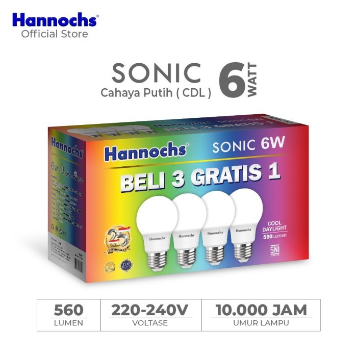 PUTIH Sonic 6W White Multipack Buy 3 Get 1 Free / Lamp | Shopee Malaysia