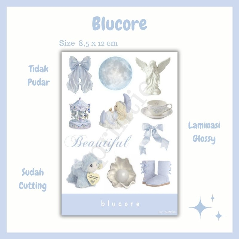 [1 Sheet] kisscut sticker aesthetic sheet with blucore theme, coquette ...